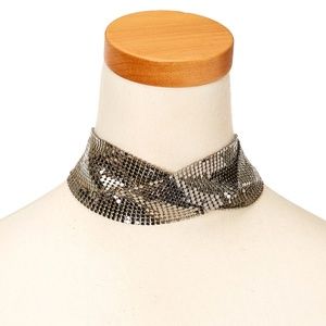 Icing | Jewelry | New Silver Tone Disco Crisscross Choker Necklace ...